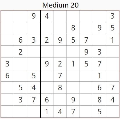 301 Large Print Sudoku Puzzles. Medium. (PDF)