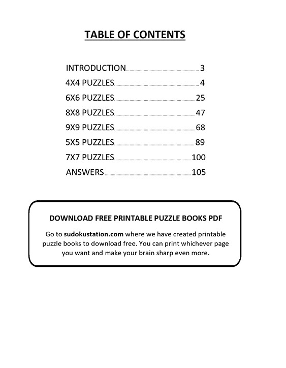 Sudoku Puzzles for Kids. 6 Variations. Easy to Hard. (PDF)