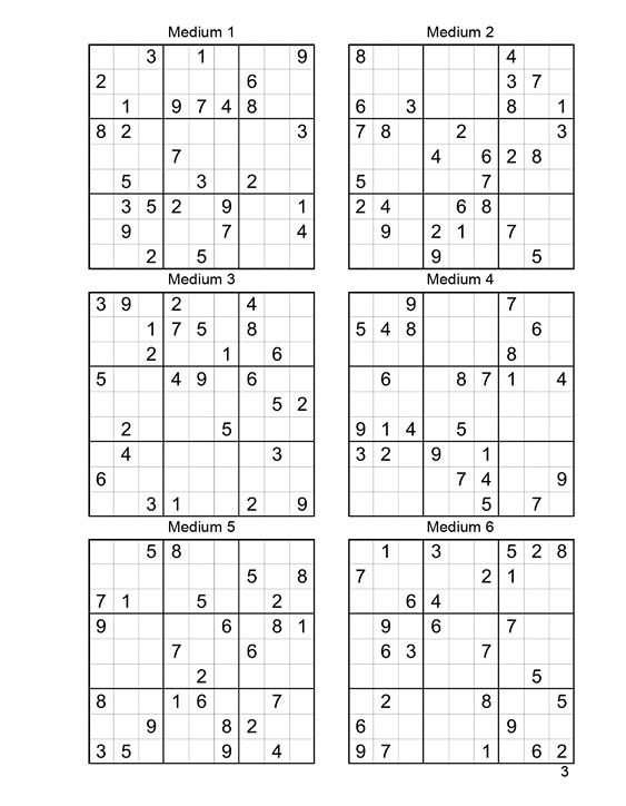 1008 Sudoku Puzzles. Medium. (PDF) - SudokuStation